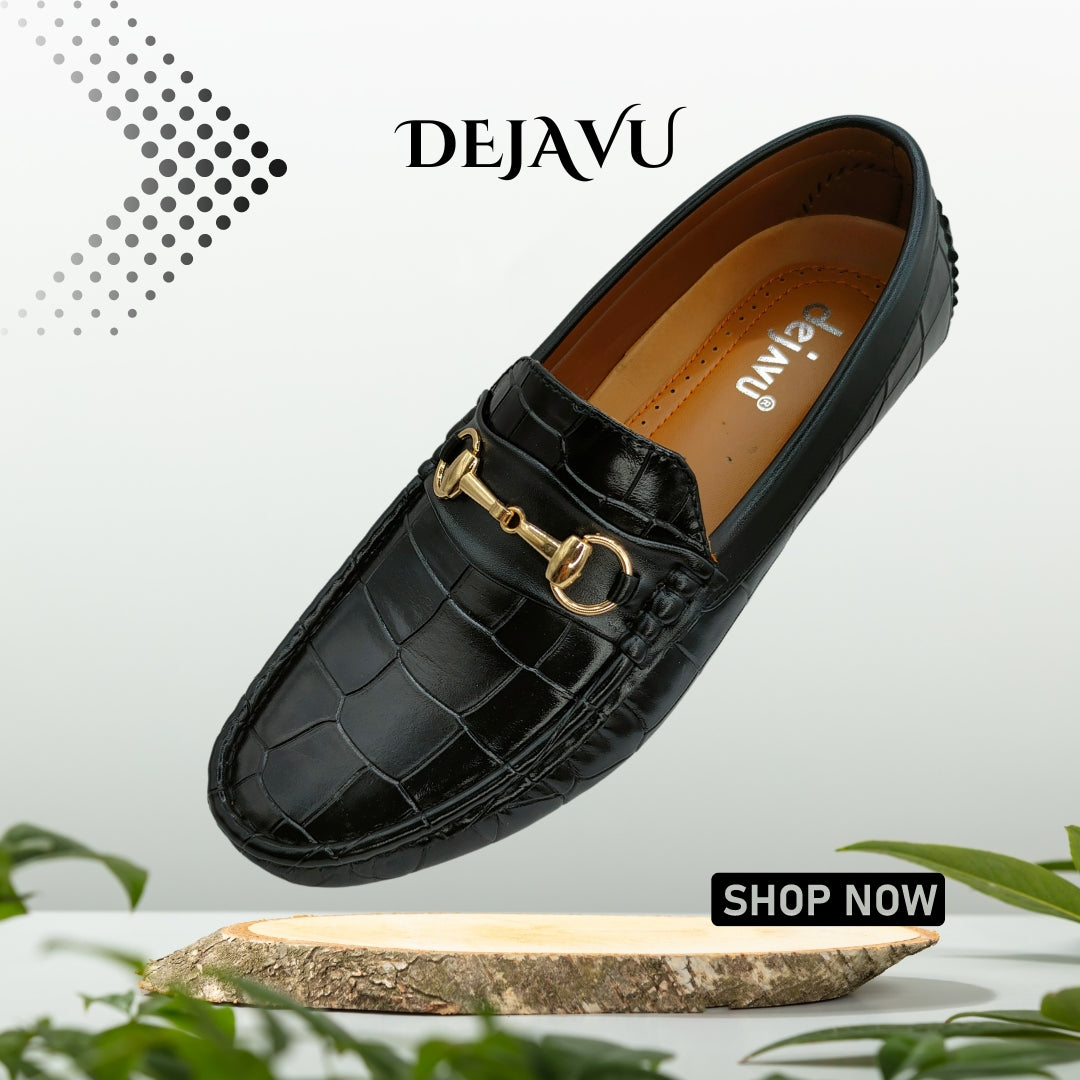 Dejavu Premium Range Black Loafer Moza Shoes – Sole in Box